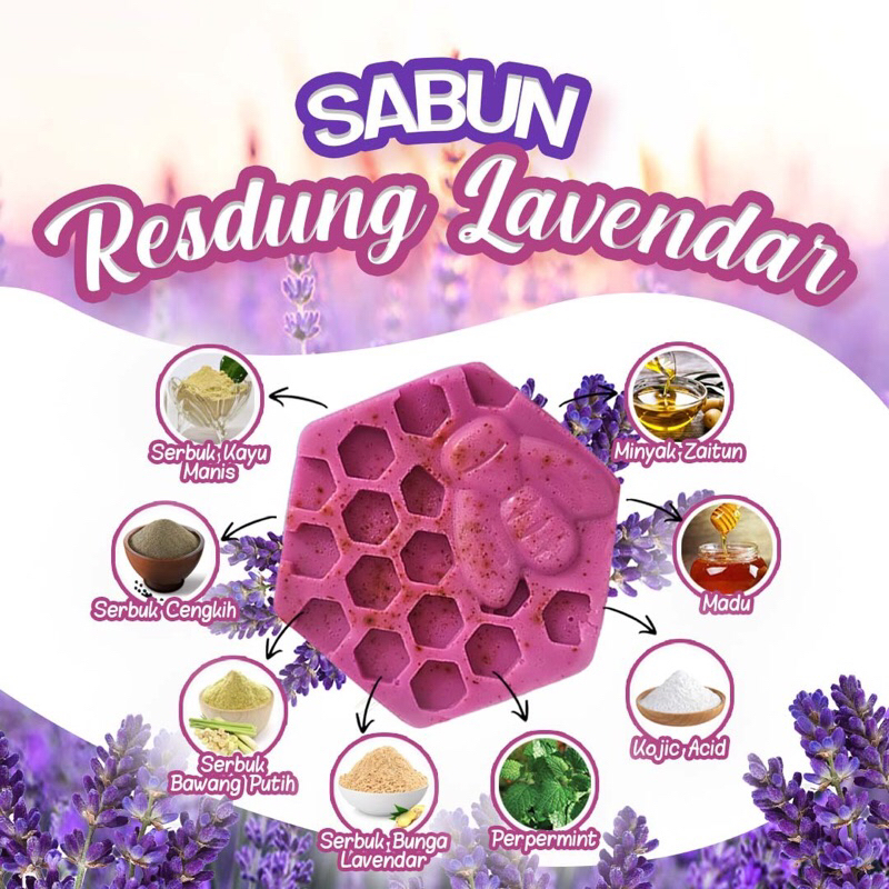 (Free 1 Mini Soap) SABUN RESDUNG LAVENDER - muka gatal jerawat | Shopee ...