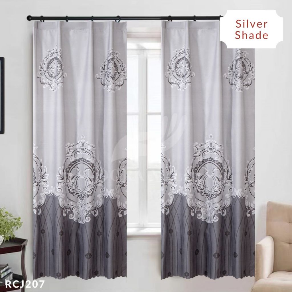 DORAMILL Curtain Langsir Semi Blackout 2in1 Hook & Rod Langsir Pintu ...