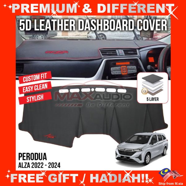 5D Leather Dashboard Cover PERODUA ALZA 2022 - 2024 Cars Premium VIP 5D ...