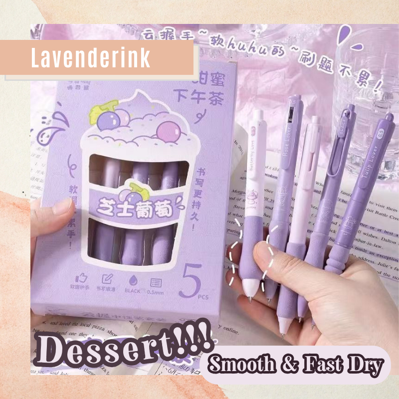 Cute Semi-Gel Ball Pen 0.5mm Black Ink Student Stationery Exam ...