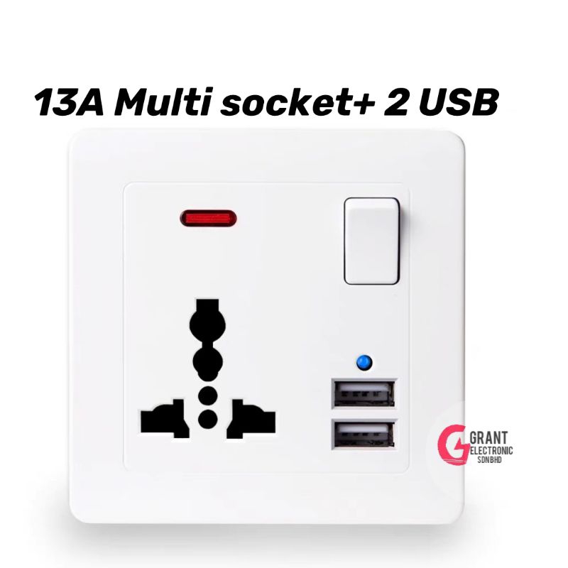 USB Charging Socket 13A Socket USB Type C Wall Socket double USB port ...
