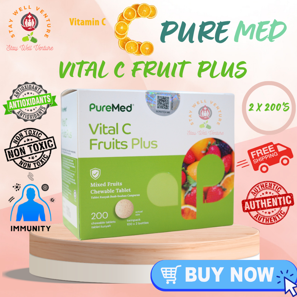 PUREMED Vital C Fruit Plus (2 X 100'S) CHEWABLE TABLES | Shopee Malaysia