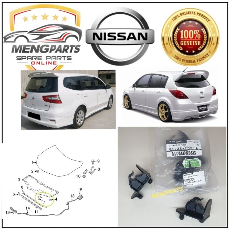 ORIGINAL NISSAN LATIO ,LIVINA ,GRAND LIVINA FRONT BONNET STAND CLIP ...