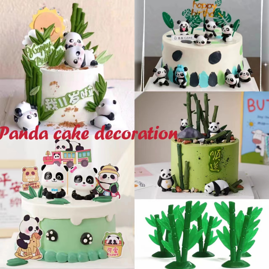 [WAWA] Panda baby bus bamboo leave baby cake decoration topper 宝宝巴士 熊猫 ...