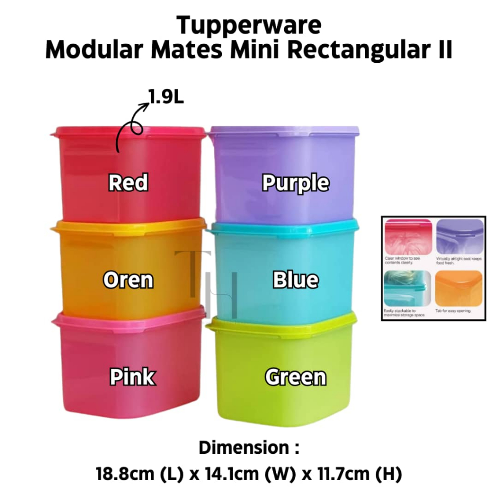 Tupperware Modular Mates Mini Rectangular II 1.9 Liter (1 pc) | Shopee ...