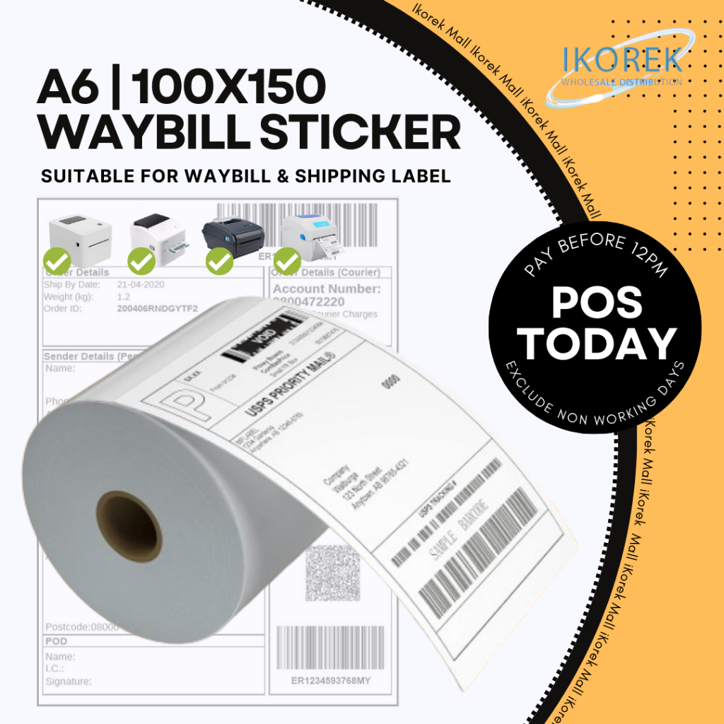 A6 Thermal Waybill Sticker Consignment Note 100x150 100mm Shipping ...