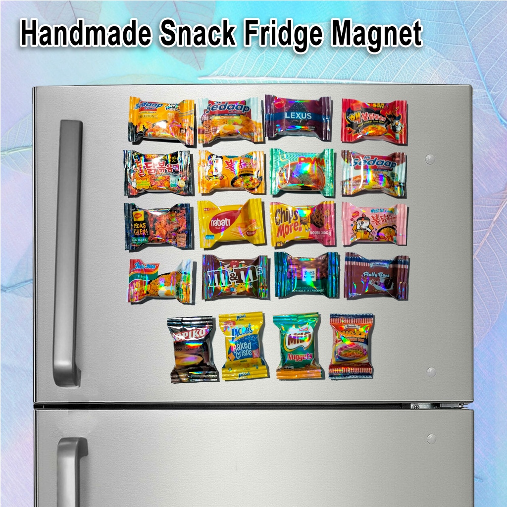 FRIDGE MAGNET SNACK JAJAN HANDMADE WITH RAINBOW HOLOGRAM EFFECT ...