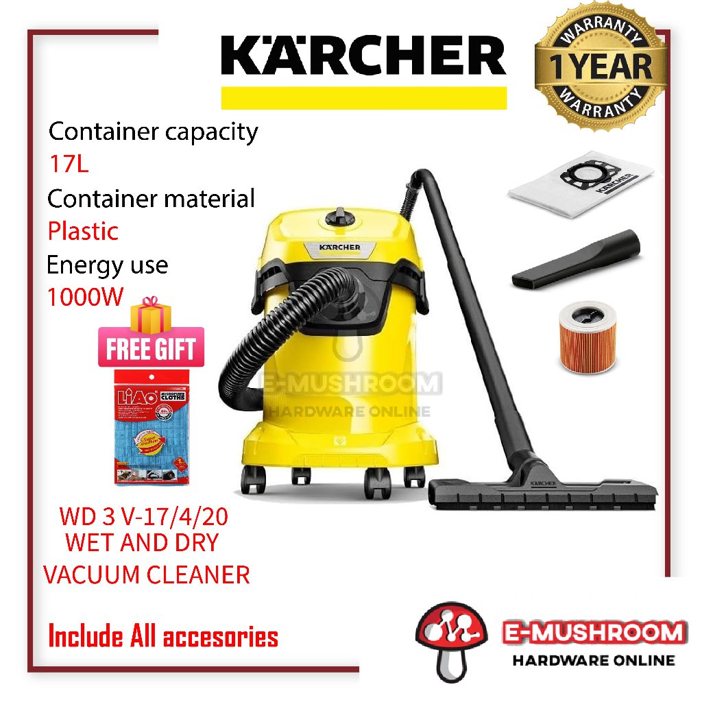 Karcher WD3 V-17/4/20 Wet And Dry Vacuum Cleaner | Shopee Malaysia