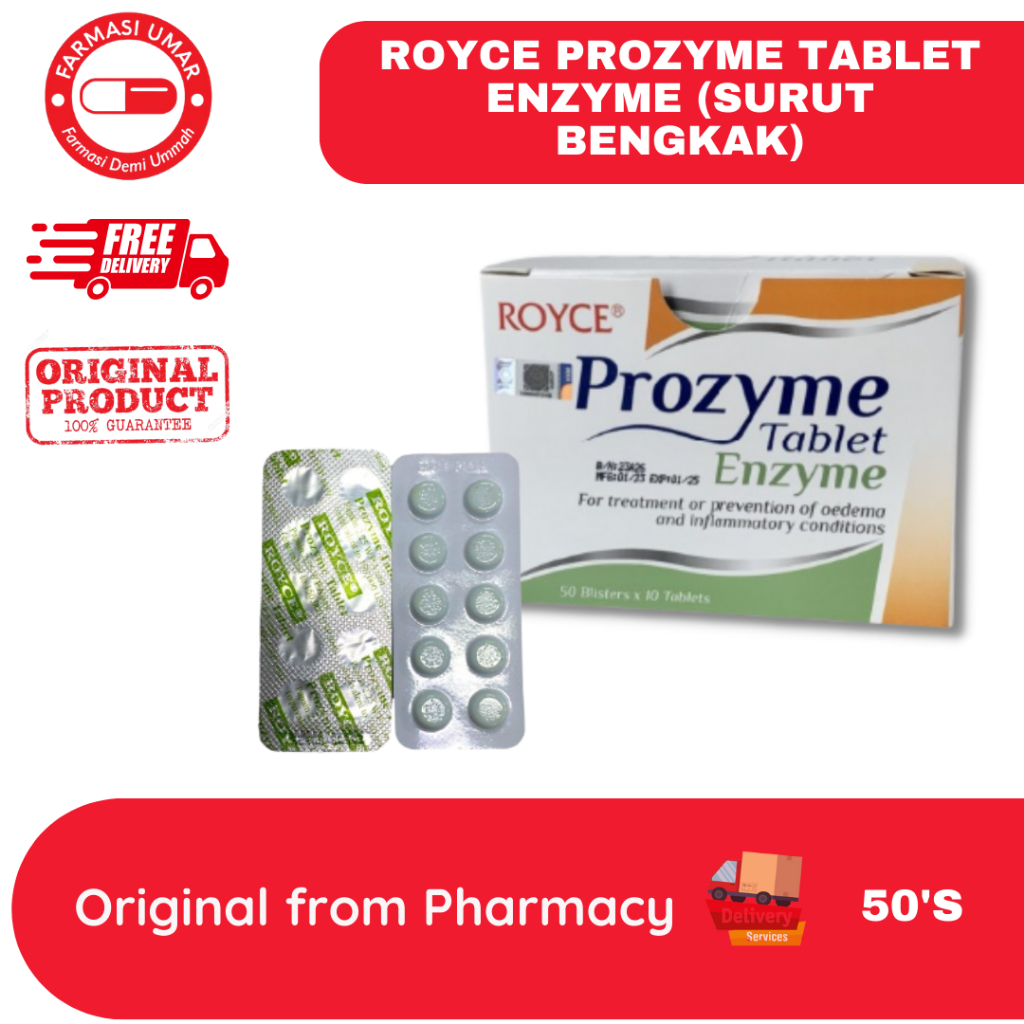 Royce Prozyme Tablet enzyme (Oedema dan Anti-radang) (1strip) | Shopee ...