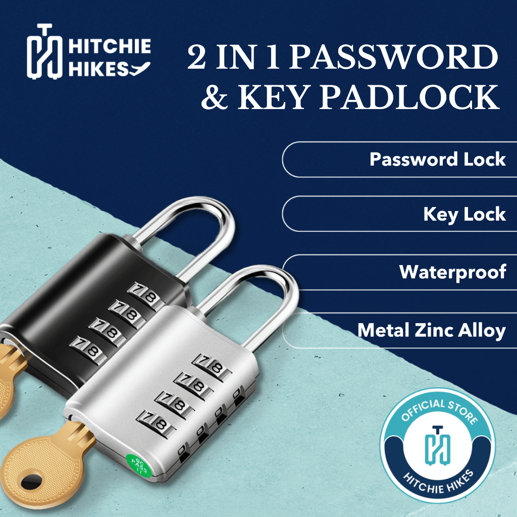 HH 4 Digits Key Anti Cut Small Portable AirBnb Travel Padlock Luggage ...