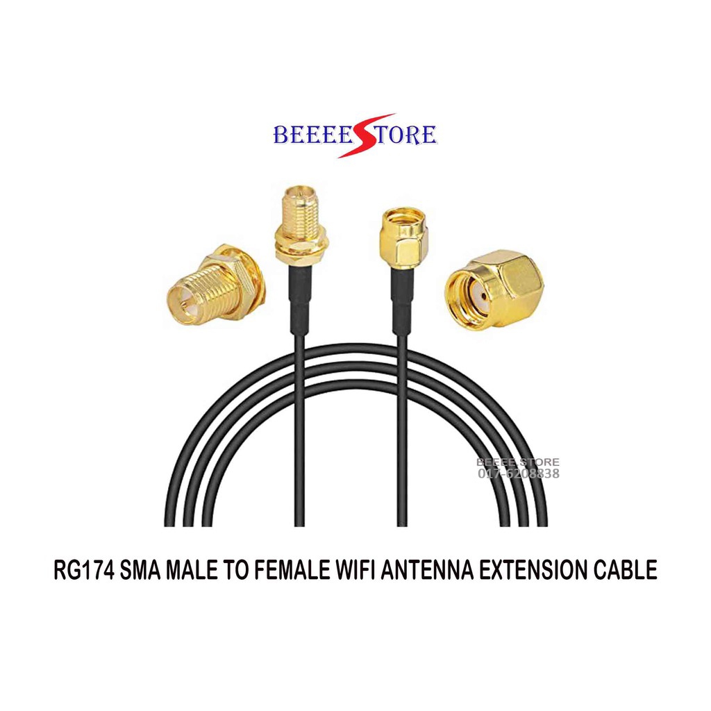 RPSMA EXTENSION / SMA EXTENSION RG174 SMA MALE TO FEMALE ANTENNA ...
