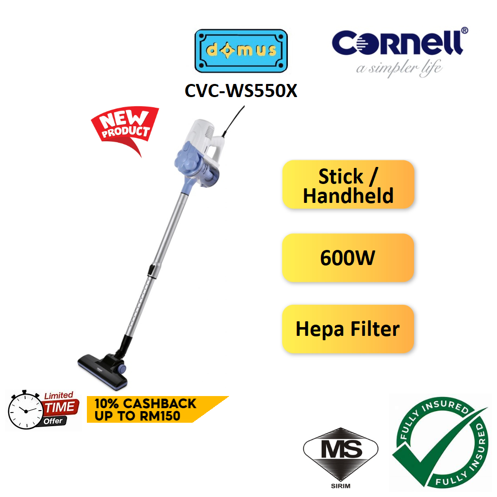 Cornell Blue Bae Series 2 in 1 Portable Handheld Vacuum Cleaner Bagless ...
