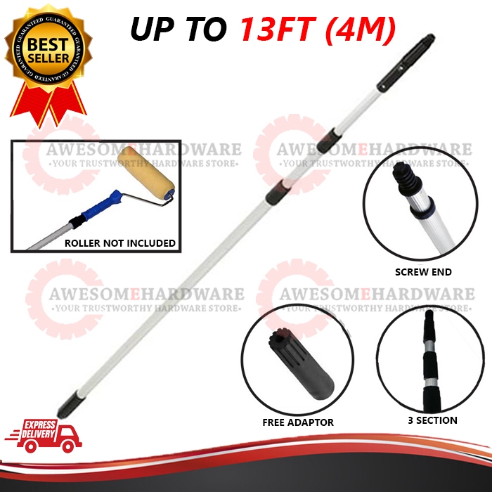 DELUXE 13FT 4M ALUMINIUM TELESCOPIC EXTENSION POLE STICK FOR PAINTING ...