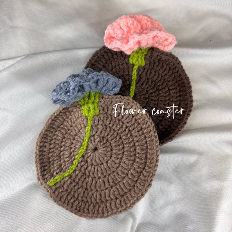 HANDMADE flower crochet coaster 杯垫 cup mat/pengalas cawan bunga ...