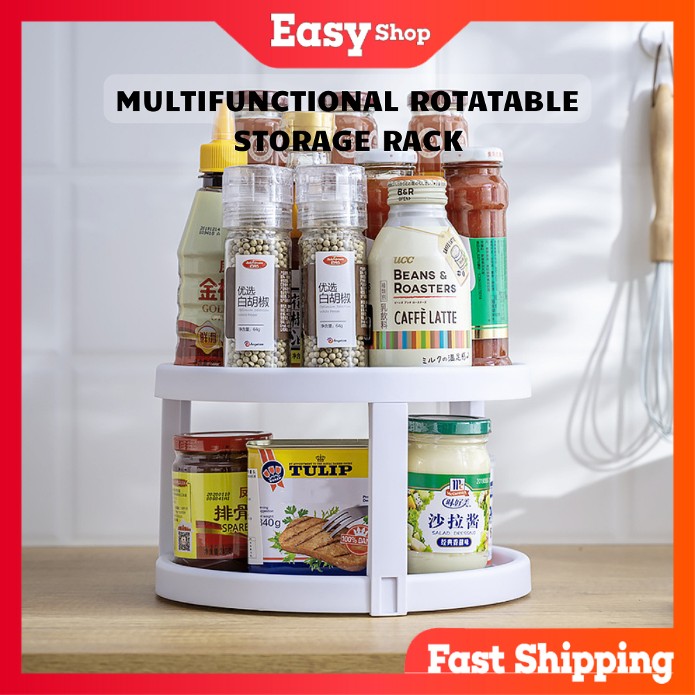 Easy 360° Rotating Spice Rack Rak Rempah Ratus Dapur Rotating Tray ...