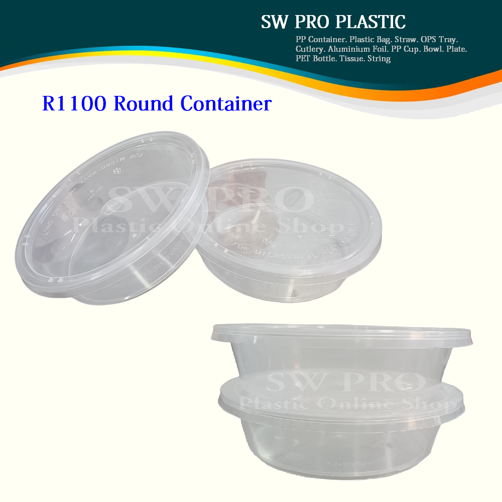 1100 Round Microwave Food Container/ Tupperware Plastik Bulat / Bekas ...