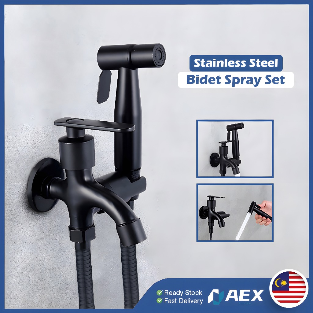 Stainless Steel Bidet Spray Set Faucet Bathroom Hose Paip High Pressure ...