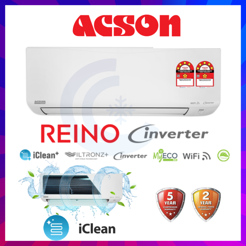 Acson R32 Inverter Air Conditioner REINO 1HP - 3HP A3WMY10BNF A3WMY15BNF A3WMY20BNF A3WMY25BNF ...