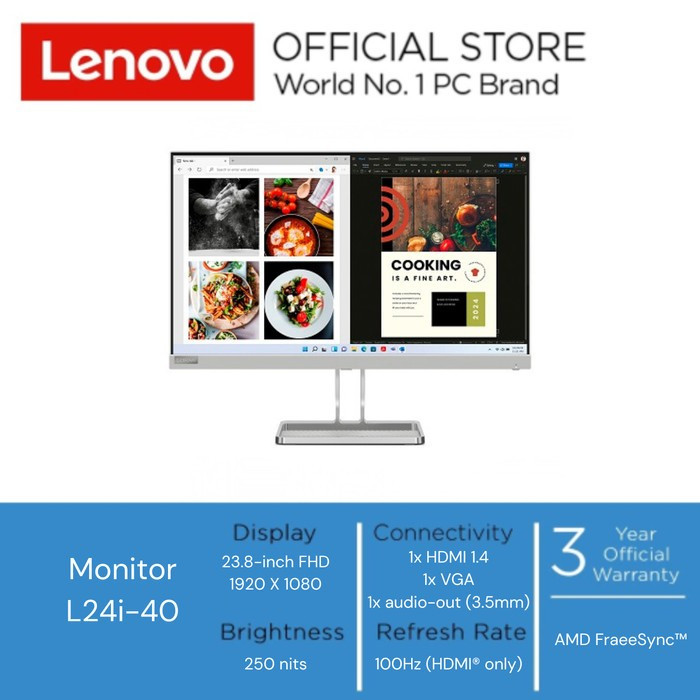 LENOVO Monitor L24i-40 | D24-40 23.8" | D27-40 27" INCH 75Hz HDMI VGA ...