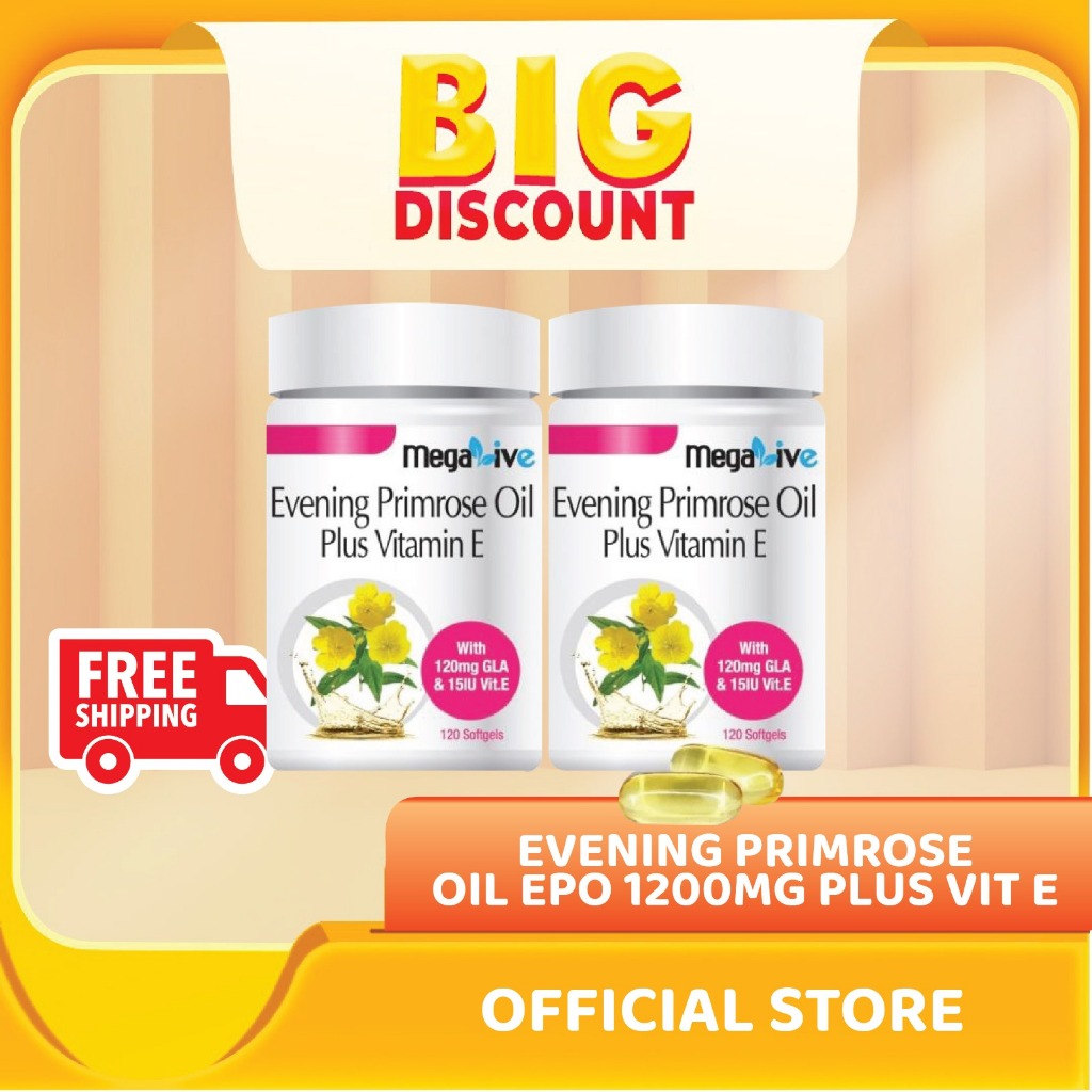 Megalive Evening Primrose Oil EPO 1200mg Plus Vit E (2 X 120S ...