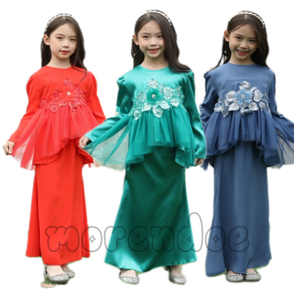 READY STOCK Baju Raya 2024 Budak Permepuan Flower Dress Peplum | Shopee ...