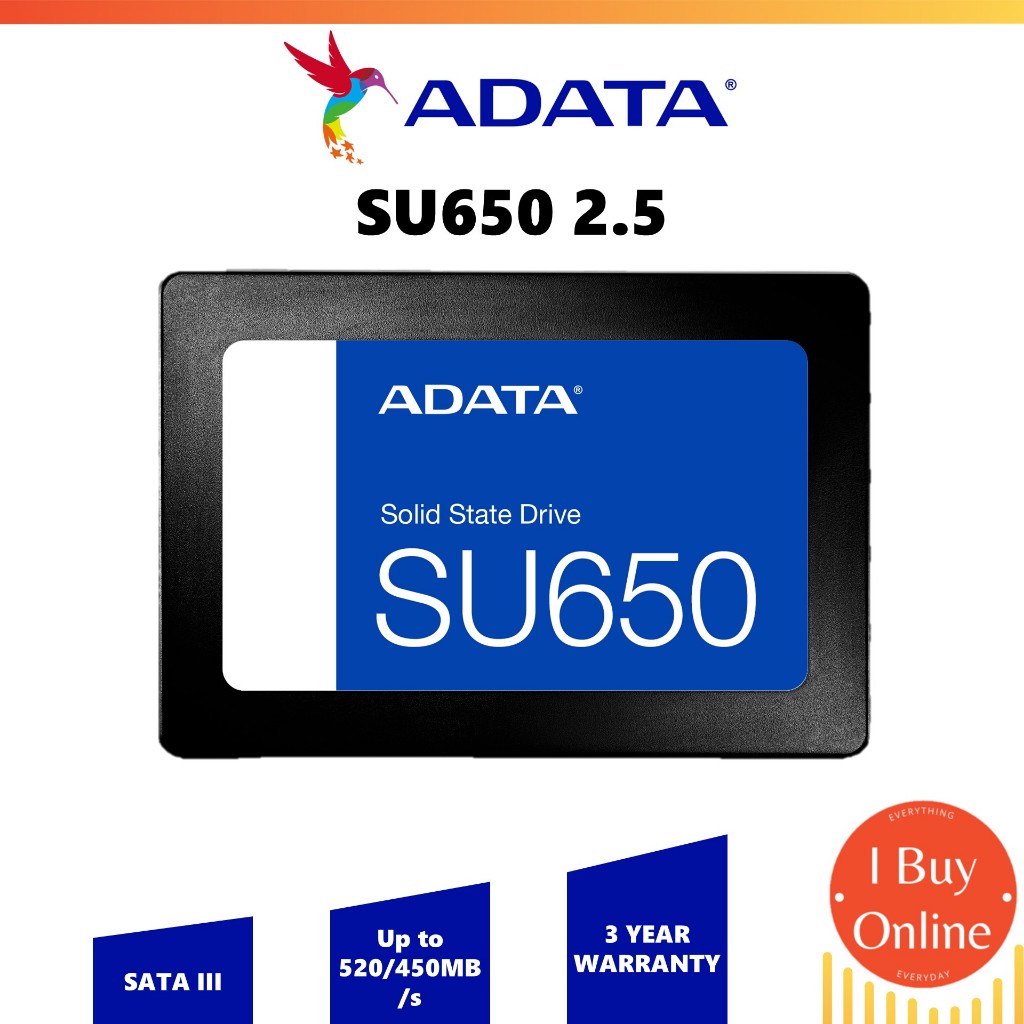 ADATA SSD SU650 Sata 2.5 3D (120GB/240GB/480GB/1TB) | Shopee Malaysia