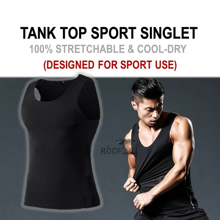 ROOFLESS Tank Top Men Singlet Men Compression Shirt Baju Gym Singlet ...