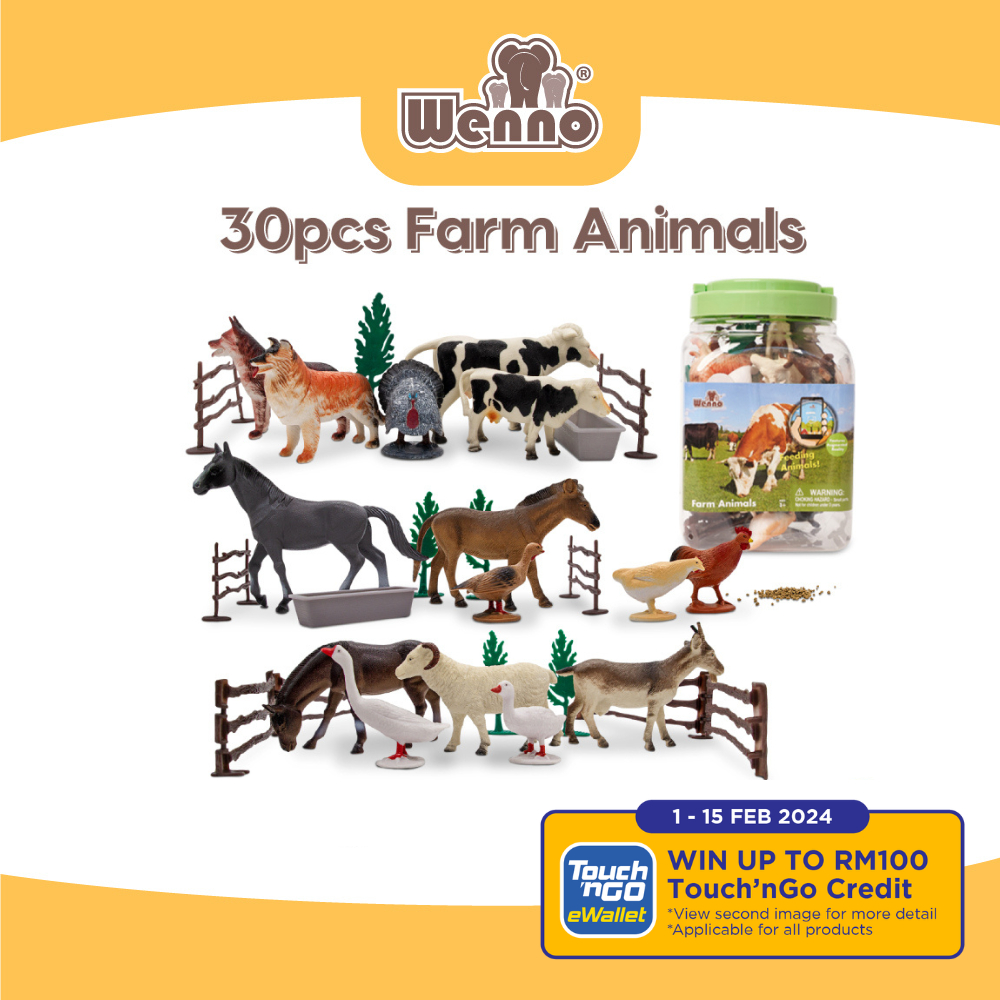 Wenno 30pcs Farm Animals playset in bucket Educational Animal Toy Set ...