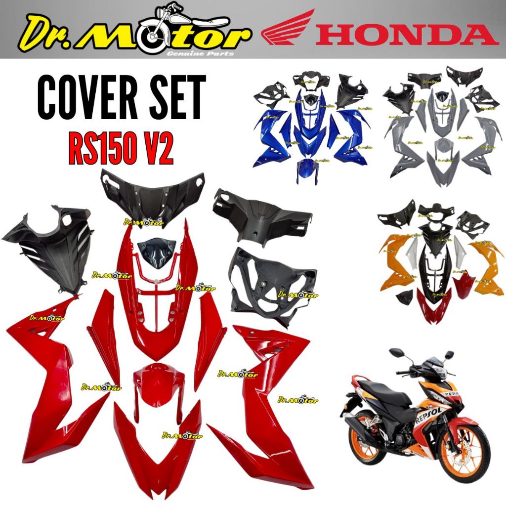 HONDA RS150 V2 Cover Set Coverset Body Caver Complete Black Blue Red Orange Oren Biru Nano Grey ...