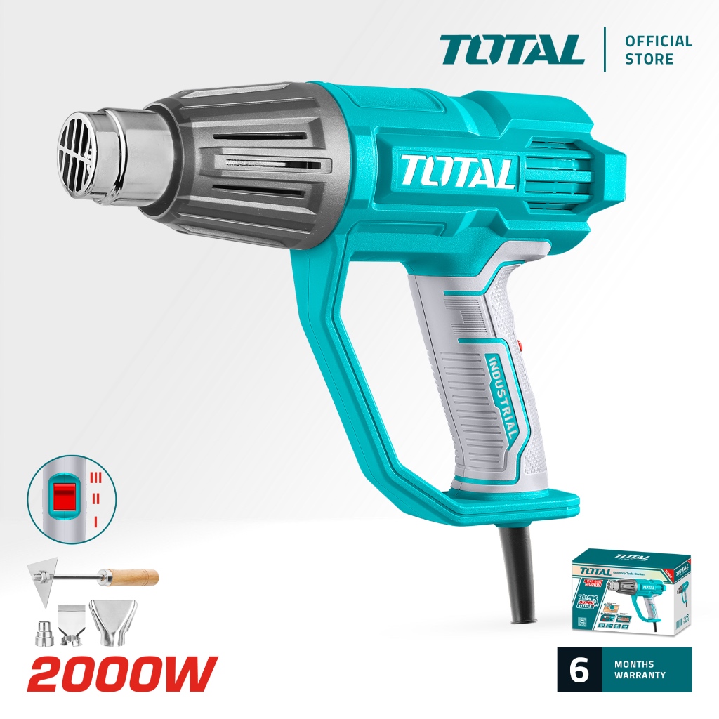 TOTAL Heat Gun (2000W) Fixed Temperature Settings (50°C/450°C/550°C ...