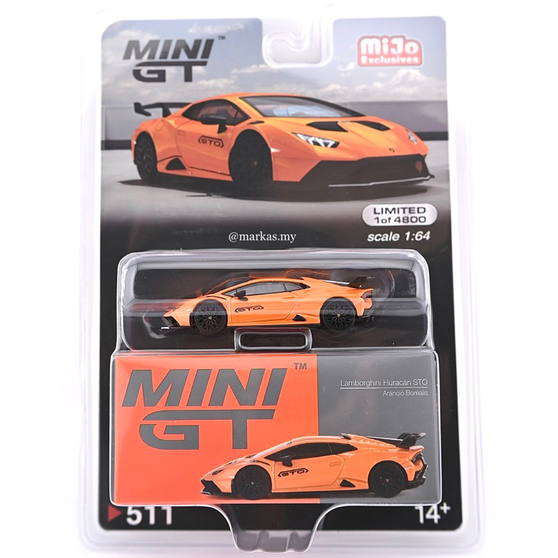 (STANDARD/BLISTER) MINI GT 1/64 #511 LAMBORGHINI HURACAN STO ARANCIO ...