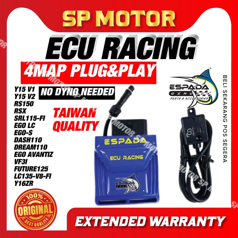 CDI ECU RACING ESPADA 4 MODE PNP（NO NEED DYNO） FOR Y15 ZR V1 V2 Y15ZR ...