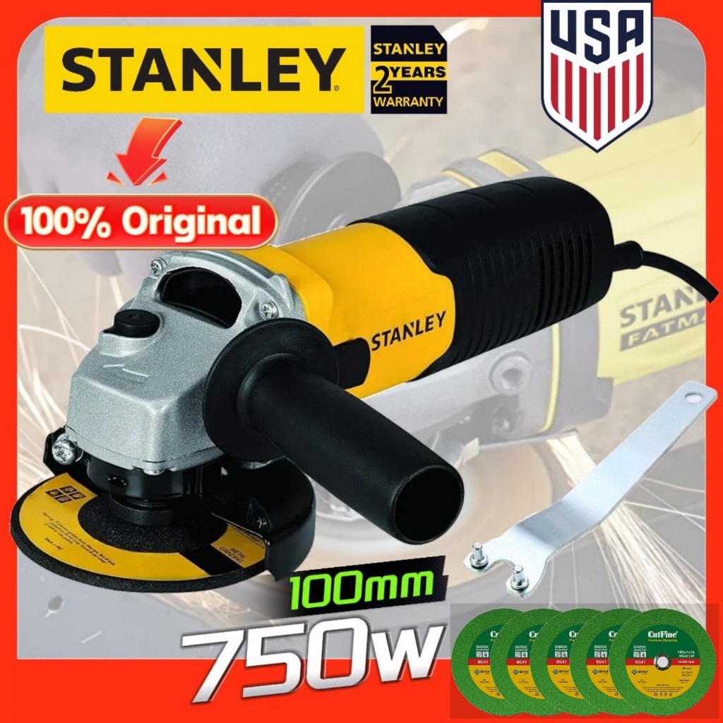 STANLEY USA SG7100 750w 4" Heavy Duty Angle Grinder Mesin Potong Mesin ...