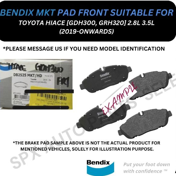 BENDIX (MKT) GENUINE DISC BRAKE PAD (FRONT)FOR TOYOTA HIACE [GDH300 ...