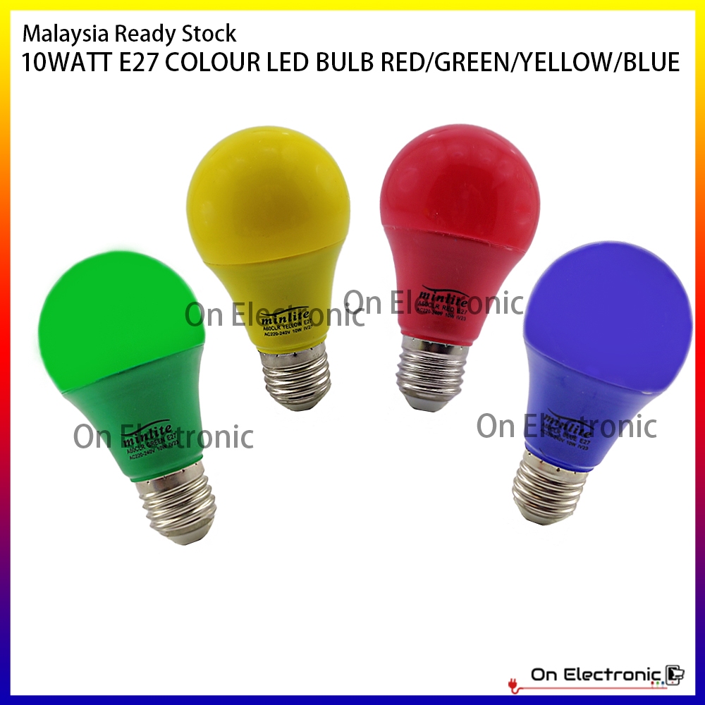 10WATT A60CLR E27 COLOUR LED BULB RED/GREEN/YELLOW/BLUE HIGH BRIGHTNESS ...