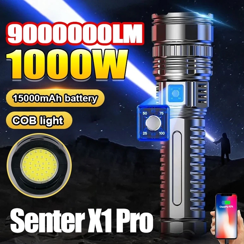 📣2025New High Powerful Glare LED Flashlights Type-C Reachargeable White ...