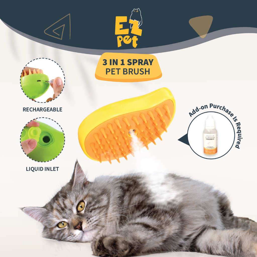 EZPET🐱【3 in 1 Spray Grooming Steamy Pet Brush】Electric Cat Dog Cleaning ...