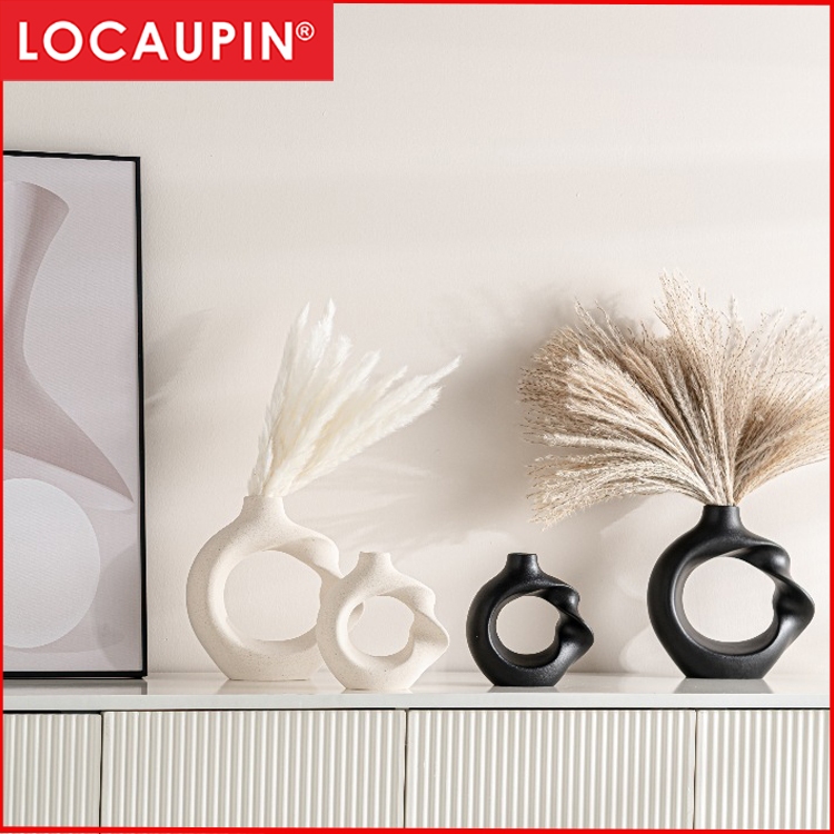 Locaupin White Ceramic Vase Modern Home Decor,Matte Pampas Flower Vases ...
