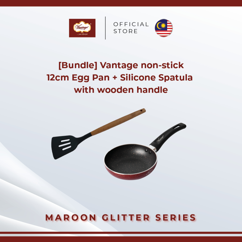 [Bundle]Vantage Non-Stick Maroon Gliter 12cm Egg Pan + Vantage Silicon ...