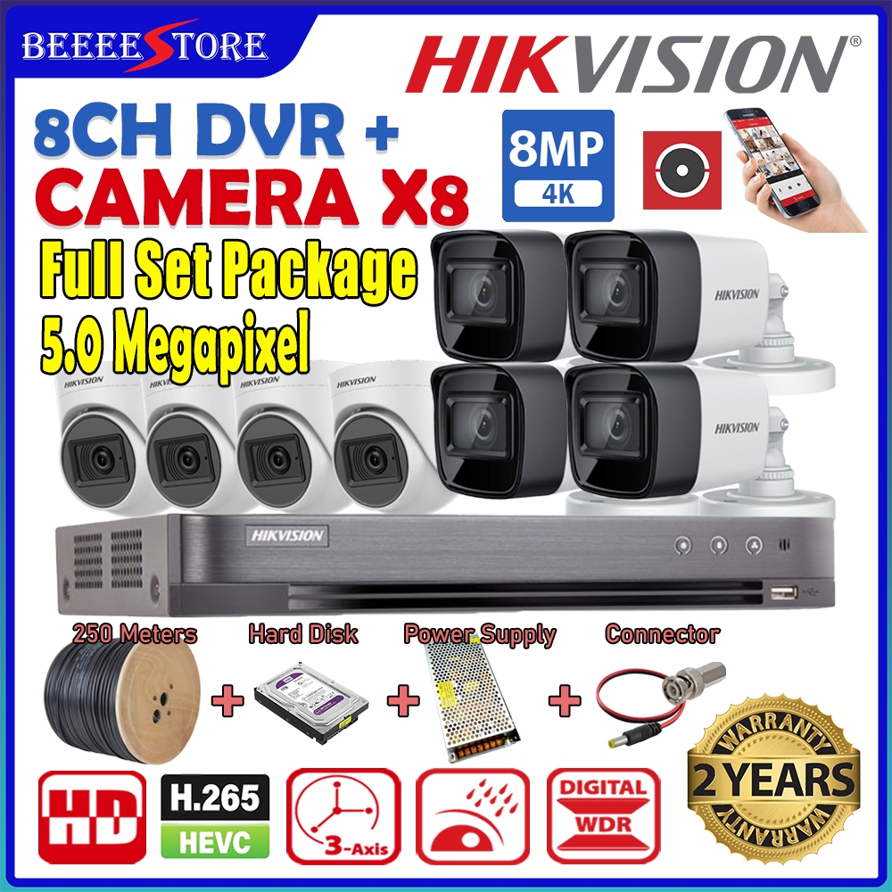 HIKVISION 8MP Full Set 8-CHANNEL HD 4K CCTV 8CH DVR + Camera + Power ...