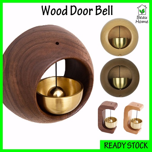 Japanese Style Wood Doorbell Walnut Beech Wood Brass Bell Home Entrance ...