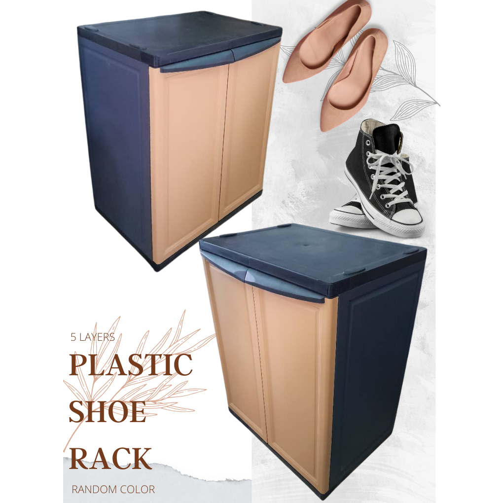 (COLOUR RANDOM) FY8802 Quality Big Plastic Shoe Cabinet 5 Tiers / Shoe ...
