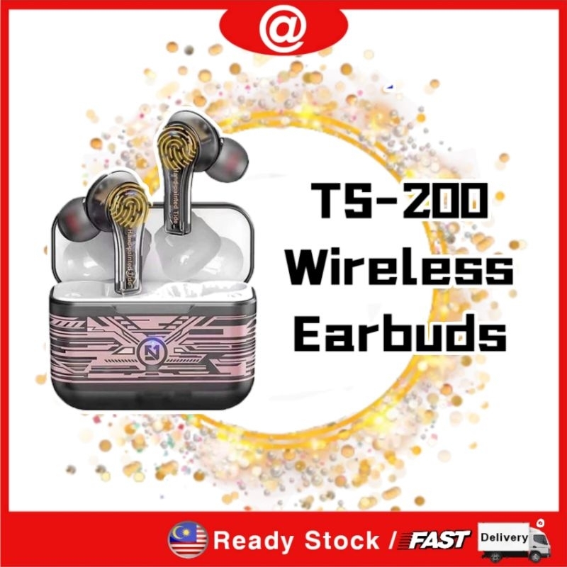 TS-200 TWS Transparent Black/Red Graffiti Design | Shopee Malaysia