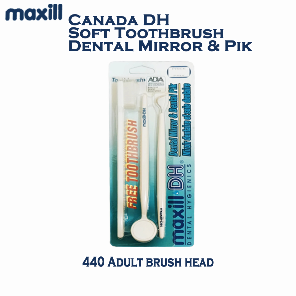 【Maxill】VALUE PACK Toothbrush with Dental Mirror & Pik (#440 Adult Soft ...