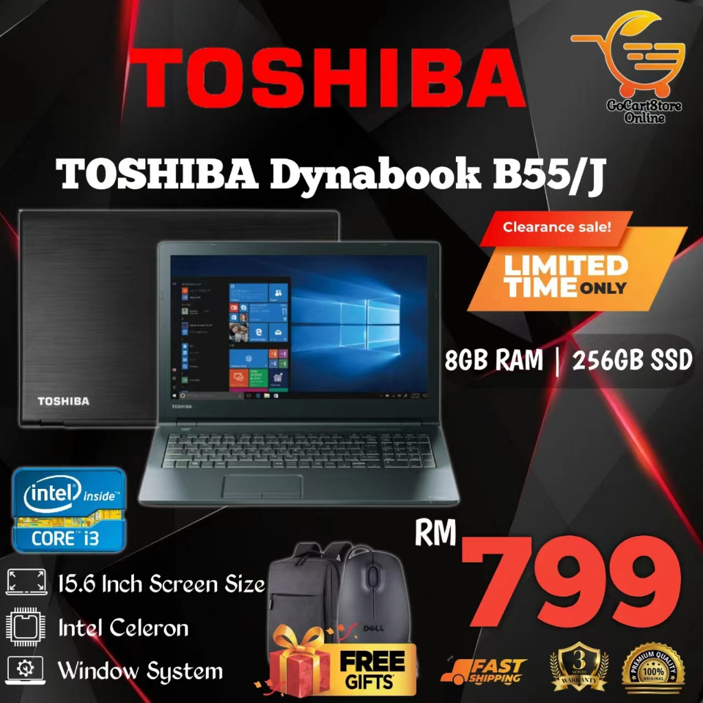 TOSHIBA Dynabook B55/J Intel Core i3 7th Gen / 8gb ram / 256gb ssd ...