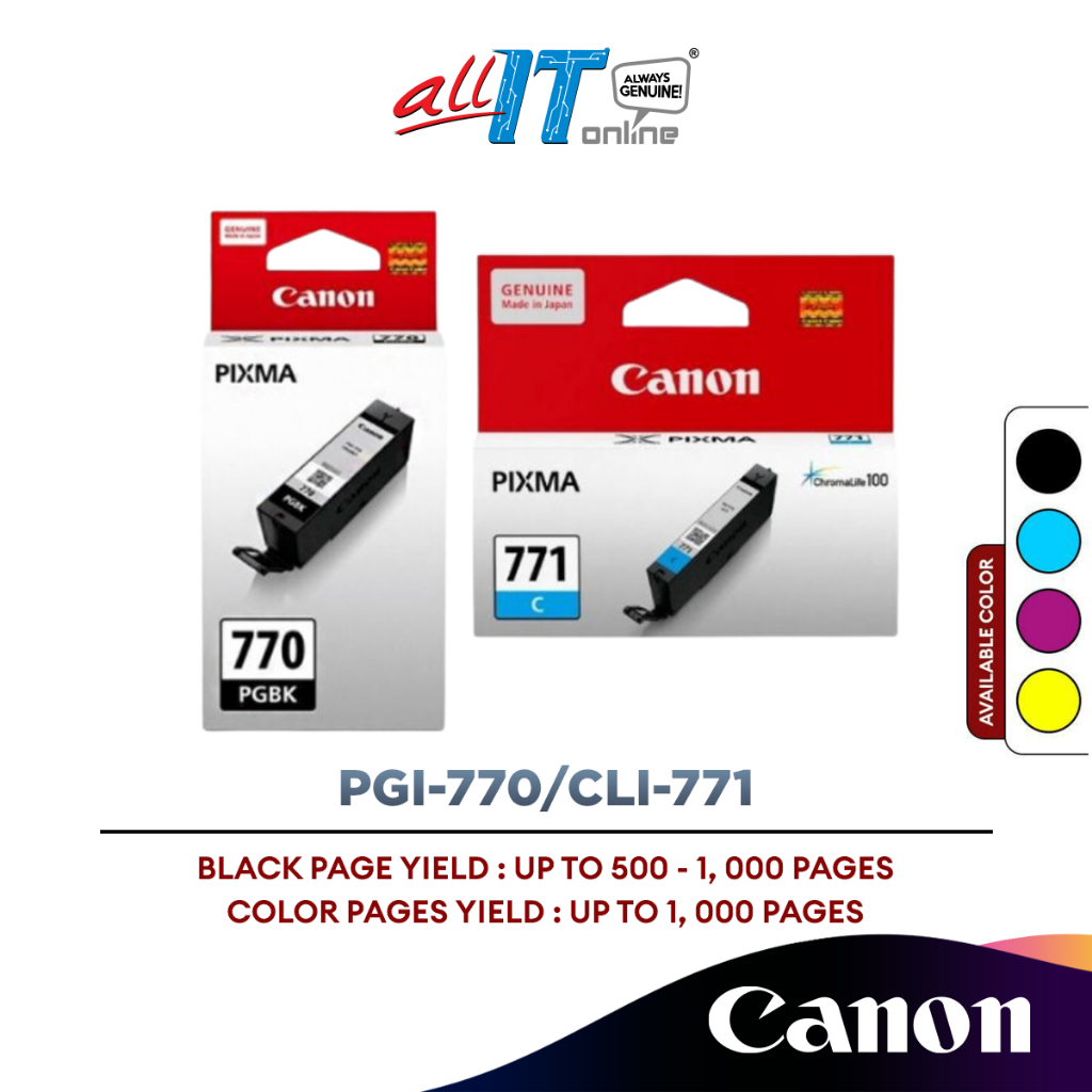 Canon PGI-770/CLI-771 Ink Cartridge (Black/Cyan/Magenta/Yellow/Grey ...