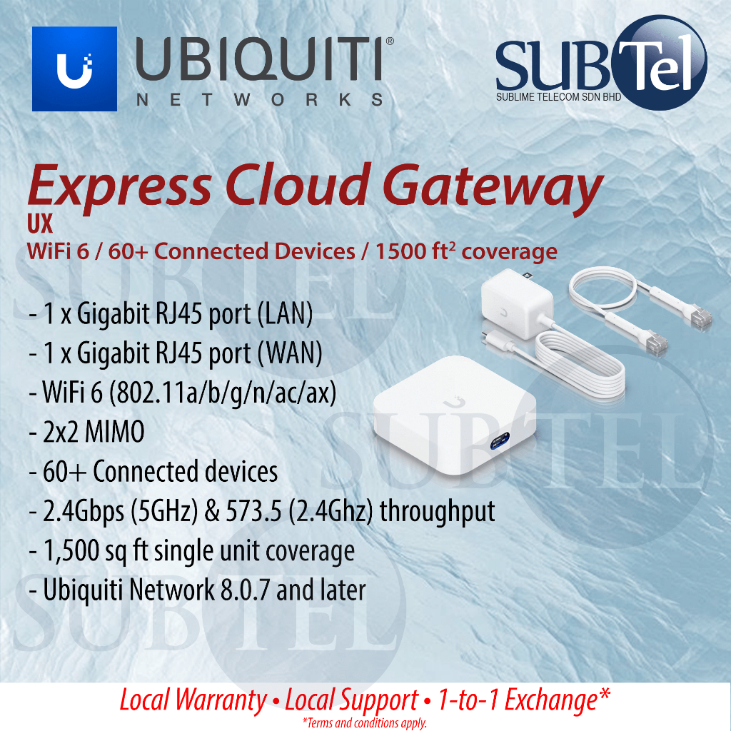 Ubiquiti Express Cloud Gateway UX (Gateway) WiFi6 60+ devices 5Ghz 2 ...