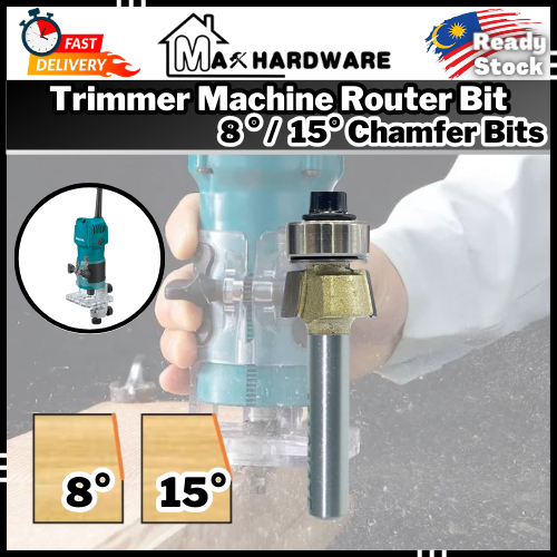 AXE 8° / 15° Chamfer Bits Trimmer Router Machine Bevel Trim Bit ...