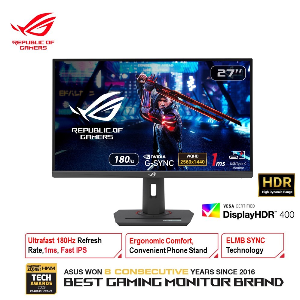 ROG Strix XG27ACS USB Type-C Gaming Monitor - 27 inch, 180Hz, G-Sync ...