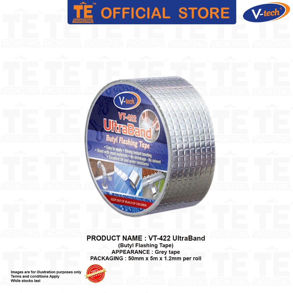 V-tech VT-422 UltraBand Butyl Flashing Tape Grey Tape 50mm (W) x 5meter ...